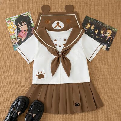 笨蛋熊/萌萌纪原创jk制服套装萌系短袖可爱软妹甜心棕色水手服