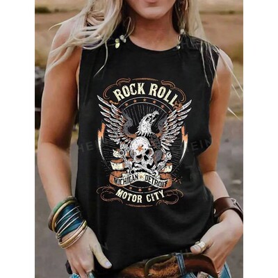 2024 New Summer Street Fashion Women's Crew Neck Tank Top Ev