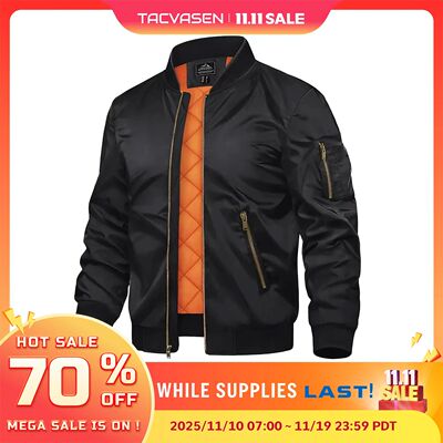 TACVASEN Winter Padded Bomber Jackets Outwear Mens Retro Pil
