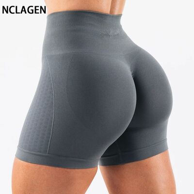 NCLAGEN Women's Seamless Gym Yoga Shorts Jacquard Fitness Le