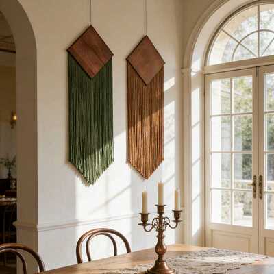 Cotton Rope Woven Fringe Macrame Tapestry Wall Hanging Decor