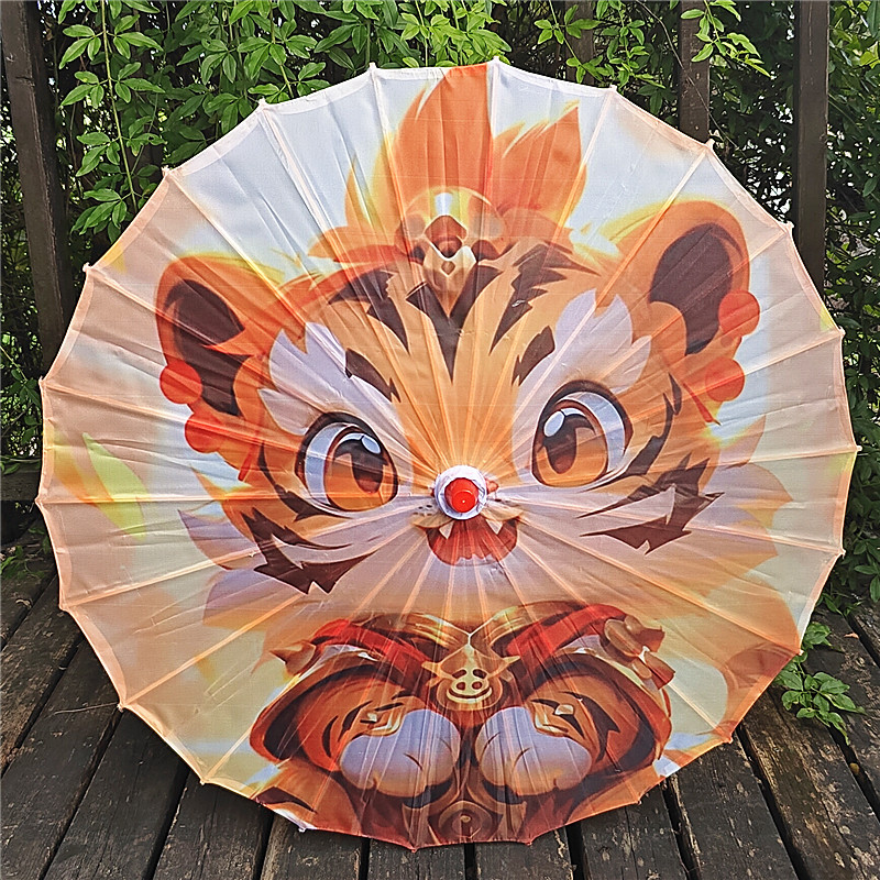 卡通十二生肖龙马鼠蛇羊虎狗猪兔马猴鸡绸布遮阳防晒伞礼品装饰伞