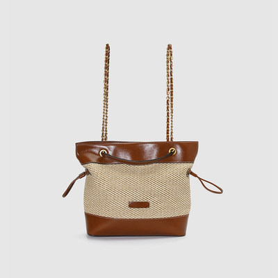 UR国内2026春夏女士时尚精致拼接皮质编织单肩包包UAWB60137