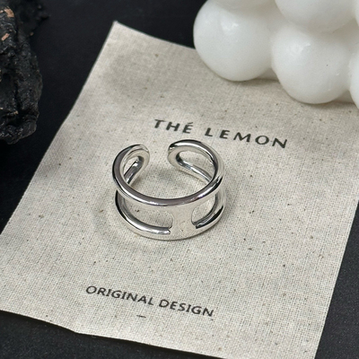 S925纯银字母H戒指女ins冷淡风简约时尚个性字母开口戒指潮人饰品