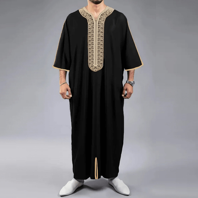 Muslim Men Robe Thobe男士绣花晨服长款长袍民族风休闲长衫