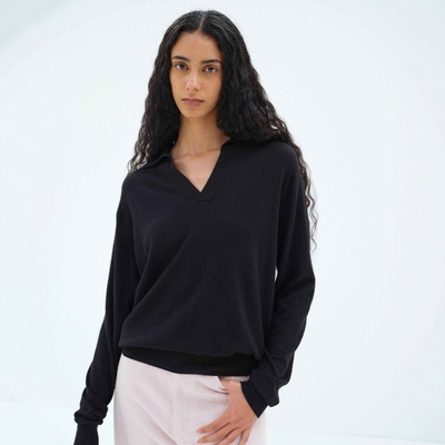 AURALEE超细羊绒真丝针织POLO衫