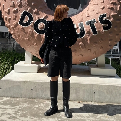 Bibiy优雅花朵图案收腰短外套