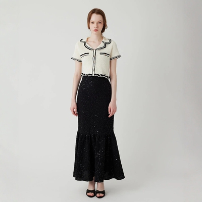 DEICY花卉图案提花鱼尾半身裙