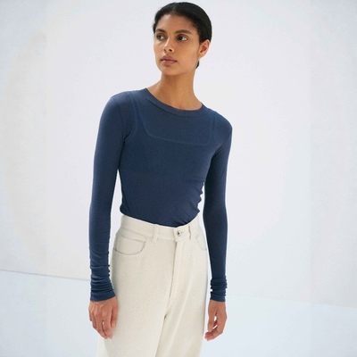 AURALEE休闲长绒棉圆领长袖T恤