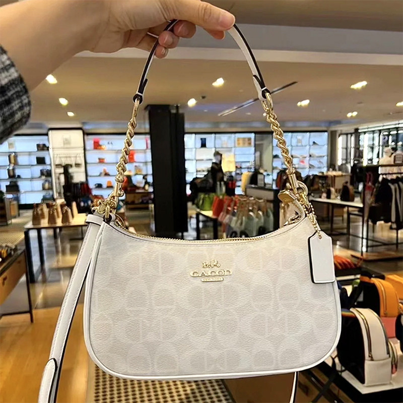 香港正品女包2026新款老花腋下包简约百搭单肩斜挎包超火新月包包