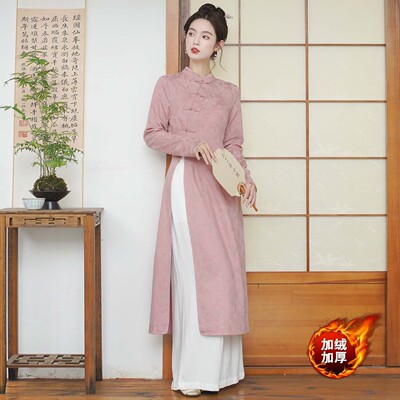 9663旗袍上衣改良汉服女茶服套装新中式禅意禅服中国风唐装 裤子