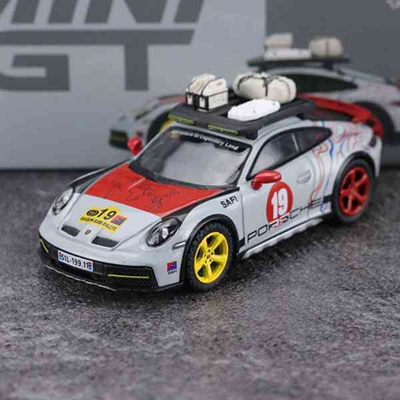 MiniGT 保时捷达喀尔 911 Dakar Uncle Rally19号 合金汽车模型