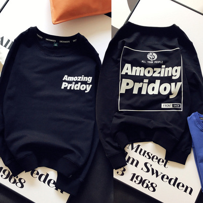 字母印花情侣街头风圆领卫衣