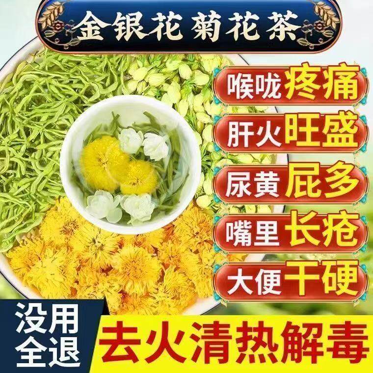 金银花菊花茶上火清热解去肝火的凉茶养肝护肝茶清热降排毒清火茶