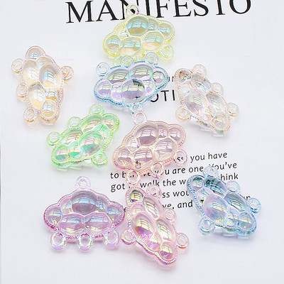 35*27mm亚克力Uv镀高透四孔云朵吊坠珠手工DIY手机链车挂饰品配件
