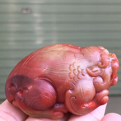 南红玛瑙吊坠瓦西料柿子红吊坠尺寸49.5*31.5*15.5