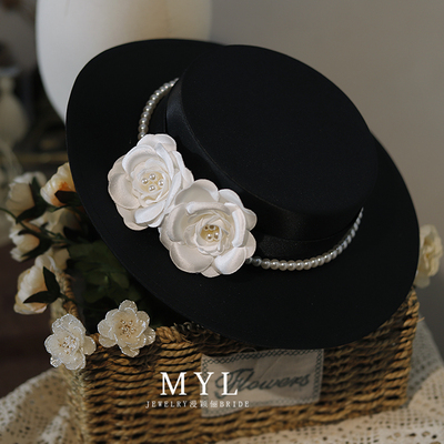 法式赫本风山茶珍珠礼帽优雅简约