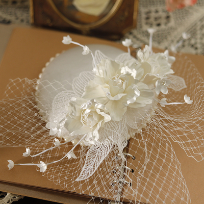 漫俪新品新娘结婚创意小花烫花礼帽整套演出拍照舞台样片造型配饰