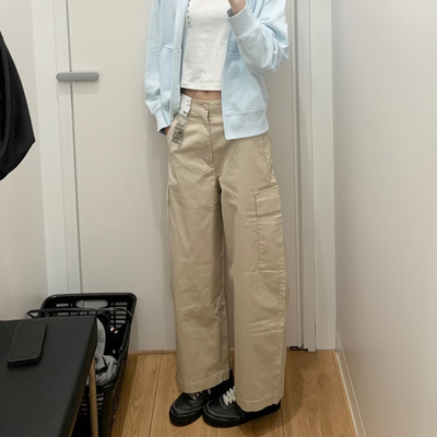 原单品质26春款女装廓形工装裤弯刀镰刀休闲宽松阔腿长裤487393