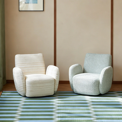 奶油风贝拉可旋转沙发椅