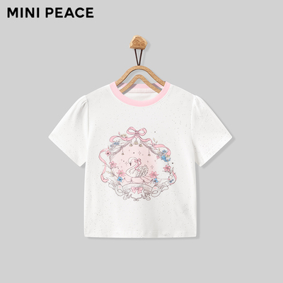 MINIPEACE女童天鹅短袖T恤