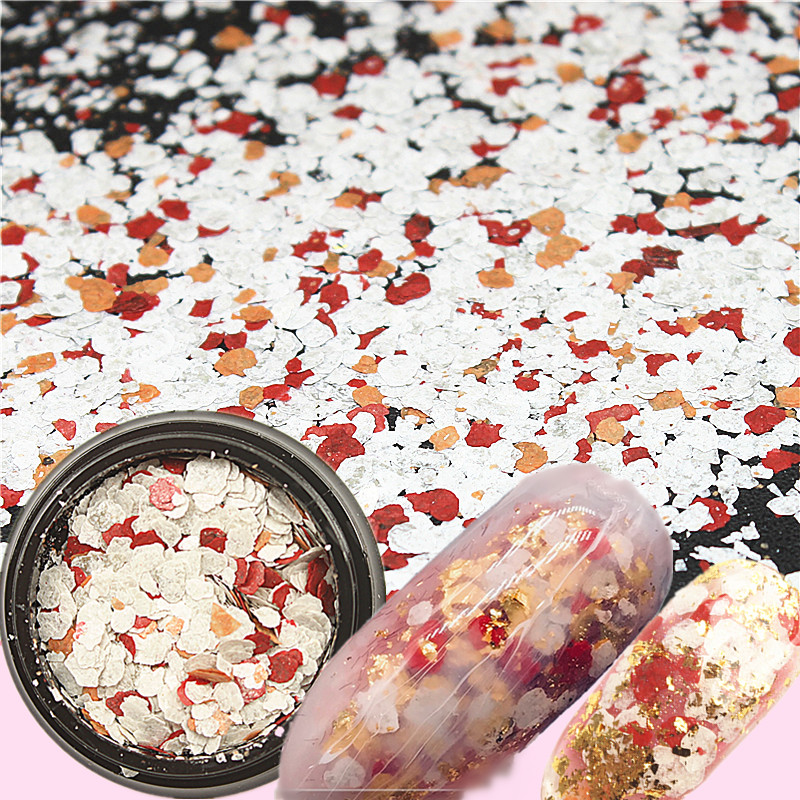 日式美甲装饰品桃花棉片矿石片金箔碎 光疗指甲亮片DIY棉花糖片