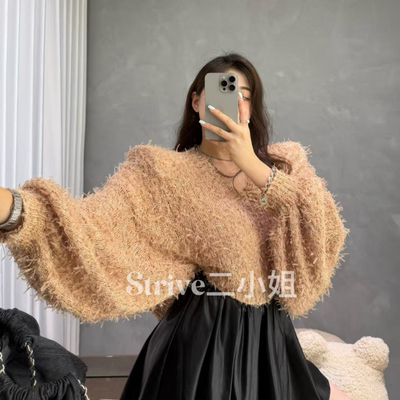 韩国chic秋季新款慵懒风软糯百搭宽松显瘦V领流苏毛衣高级感上衣