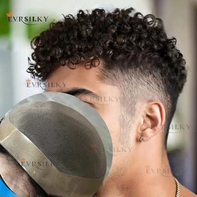 18mm 20mm 15mm Afro Man Toupee Blonde Black Fine Mono Lace