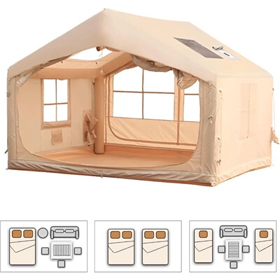 80.73 Square Feets Inflatable Camping Tent with Stove Jack,