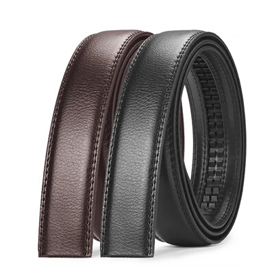 3.0cm/3.5cm Men Cow Leather Ratchet Belt Without Buckle Bla
