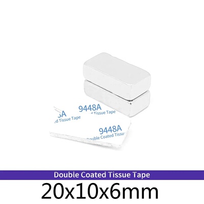 20x10x6mm Quadrate Magnet With Self - Adhesive Tape 20x10x6
