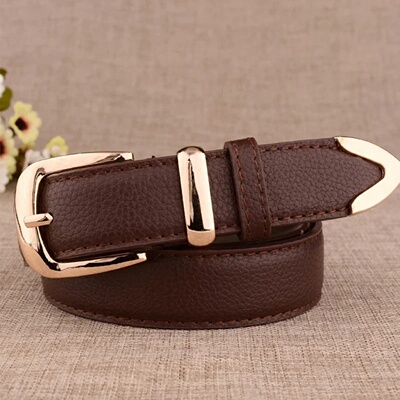 Fashion Women Genuine Leather Belts High Quality Gold Buckle