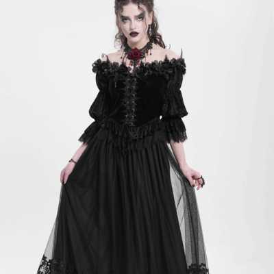 EVA LADY恶魔时尚女装哥特朋克暗黑哥特定位花绣花半裙ESKT05601