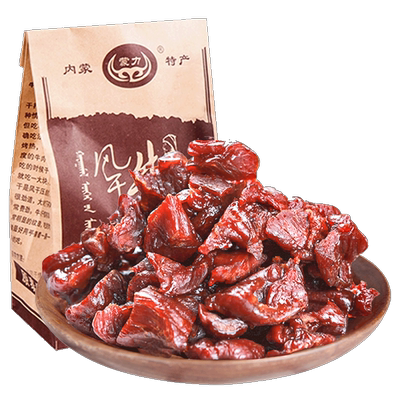 牛肉粒边角料蒙力内蒙古手撕风干牛肉粒250g8成干原味孜然香辣