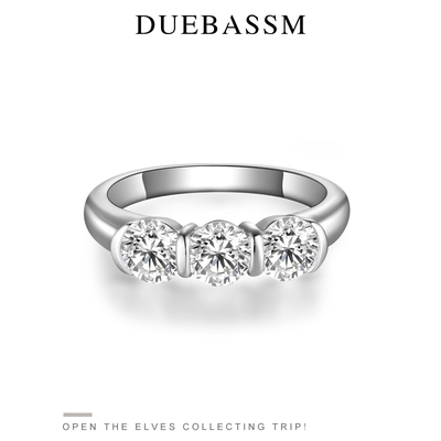 duebassm女款纯银莫桑石简约排戒