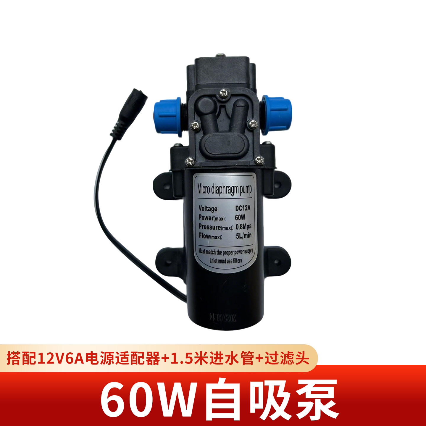 新园艺用品花园盆景浇花喷雾淋水微型隔膜水泵12v60w自吸水泵套装
