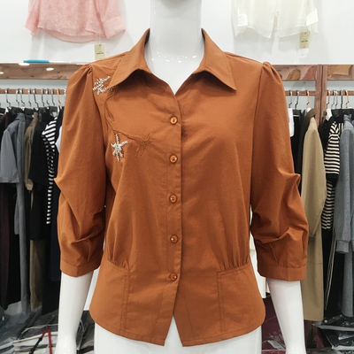 文丽安迪6616 时尚小众衬衣女夏季新款气质短款衬衫淑女洋气小衫