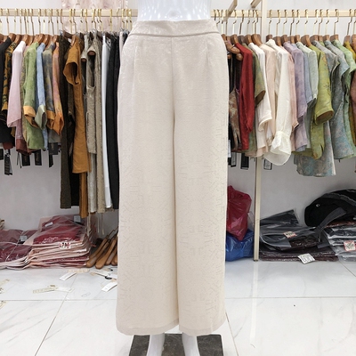 百伊惠9652 桑蚕丝宽腿裤女裤2026夏季新款气质妈妈真丝缎阔腿裤