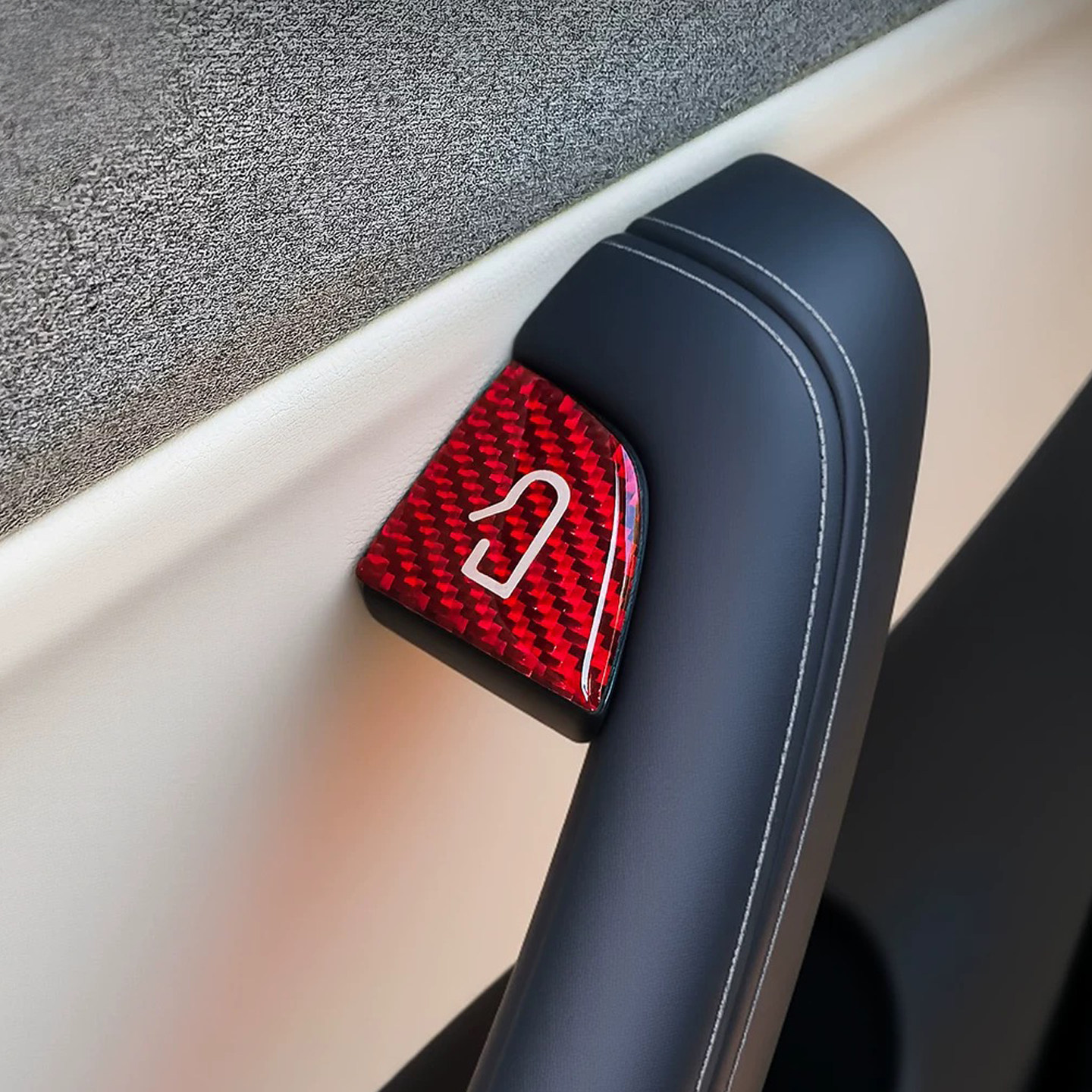 适用特斯拉modely/3车门开关按键贴焕新版碳纤维内饰改装饰丫配件