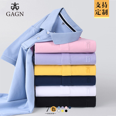 学院风纯棉刺绣端秋夏polo衫轻奢级短袖士修身薄款翻领T恤保罗衫