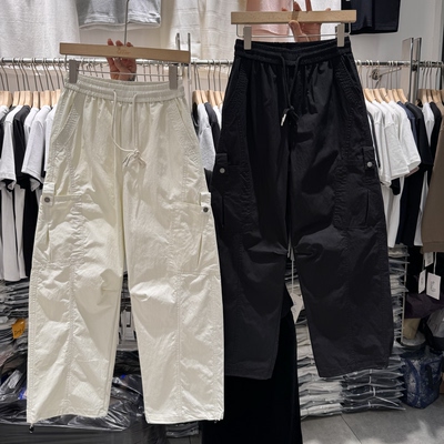 FXB6607春夏美式复古工装阔腿宽松直筒裤男款水洗棉潮牌休闲长裤