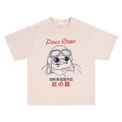 红猪宫崎骏纯棉短袖T恤
