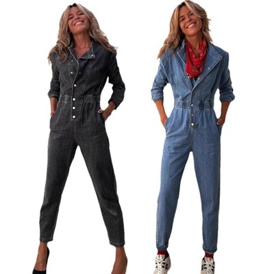2024欧美个性街头口袋连体长裤 women jeans jumpsuit pants long