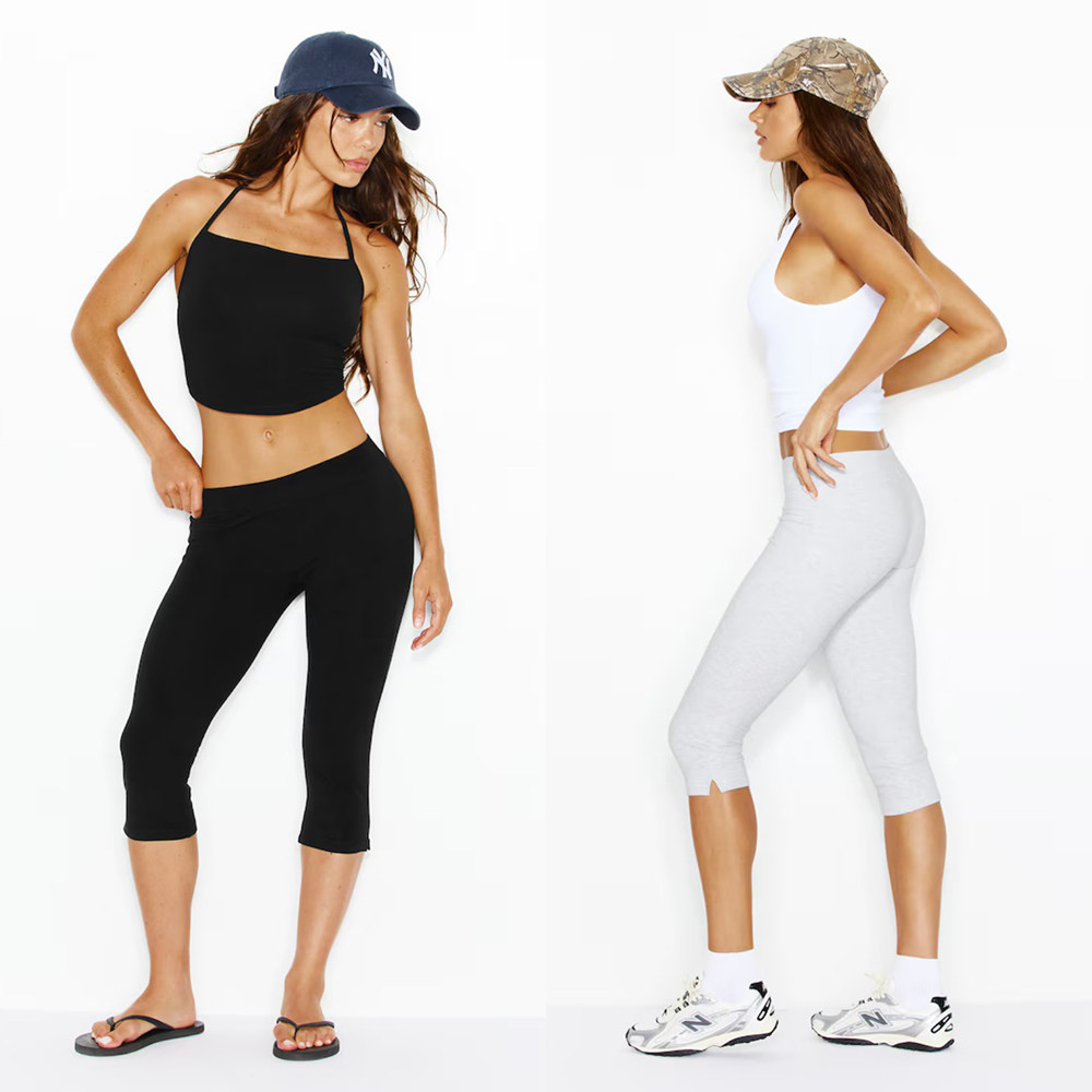 Morningoolala StretchTerry Capri Pants 低腰棉质紧身低腰裤 女