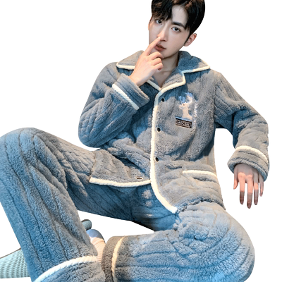 珊瑚绒男士家居服睡衣套装