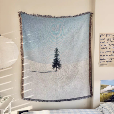 冬日雪景挂毯装饰毯子沙发毯床头毯挂毯子沙发毯子多用毯沙发毯