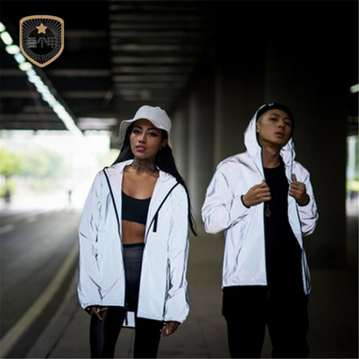 2023 Hip Hop Reflective Noctilucent Hooded Jacket Running