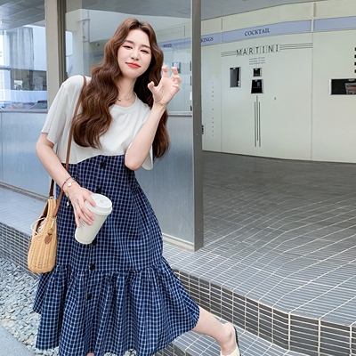 （现货）2025夏季新款小众拼接格子连衣裙女2C325A8819P135K198
