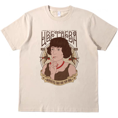 茨维塔耶娃俄罗斯女诗人复古vintage短袖男女情侣T恤纯棉teeshirt