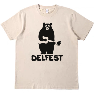 熊熊音乐节 趣味美式复古vintage短袖男女情侣T恤纯棉tee shirt